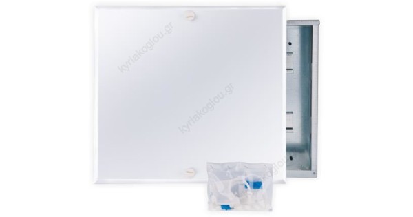 Πίνακας υδροληψίας 45x35x11cm από γαλβανιζέ λαμαρίνα με λευκό βαμμένο ...
